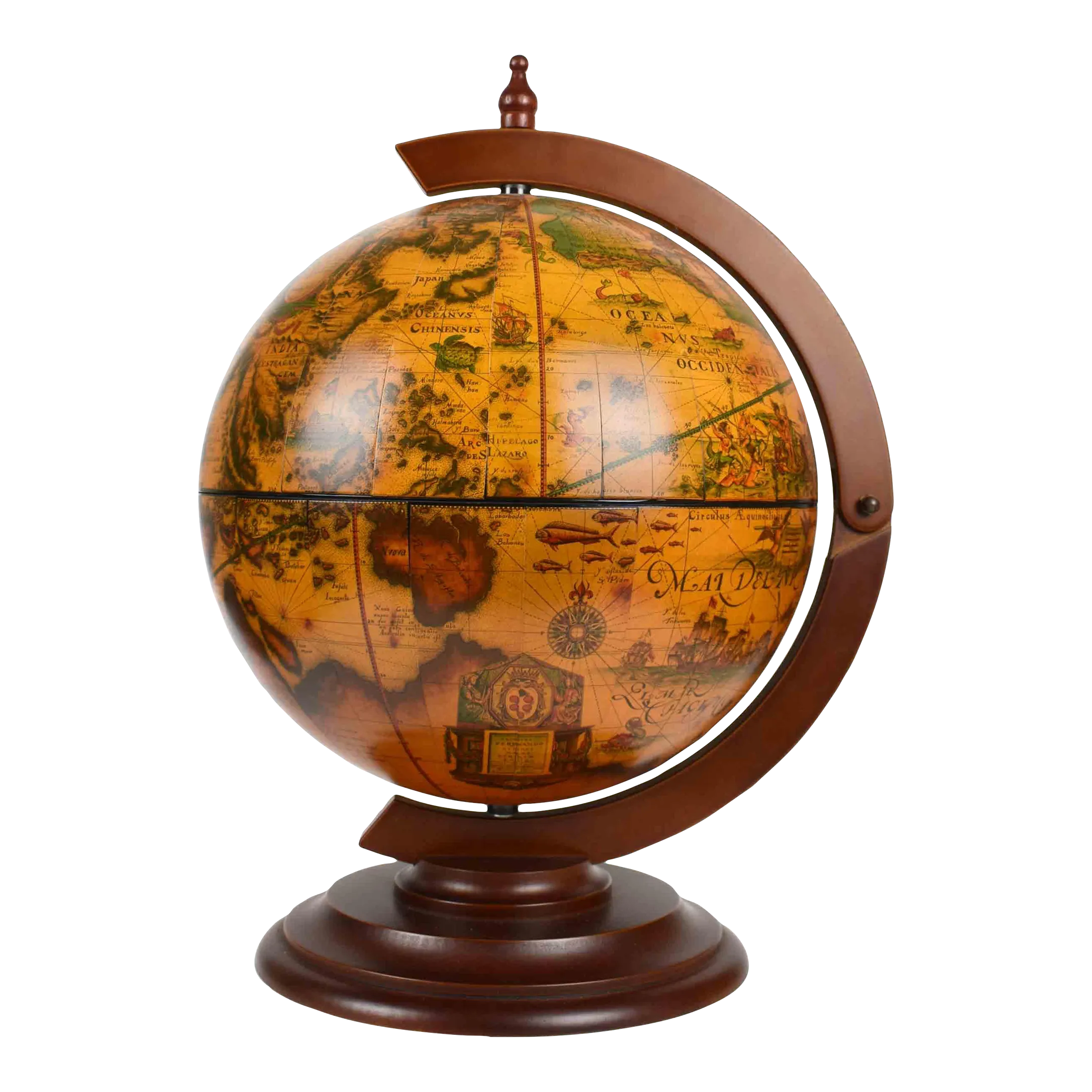 Late 20th Century Hand Crafted Italian World Globe Table Top Dry Bar ...