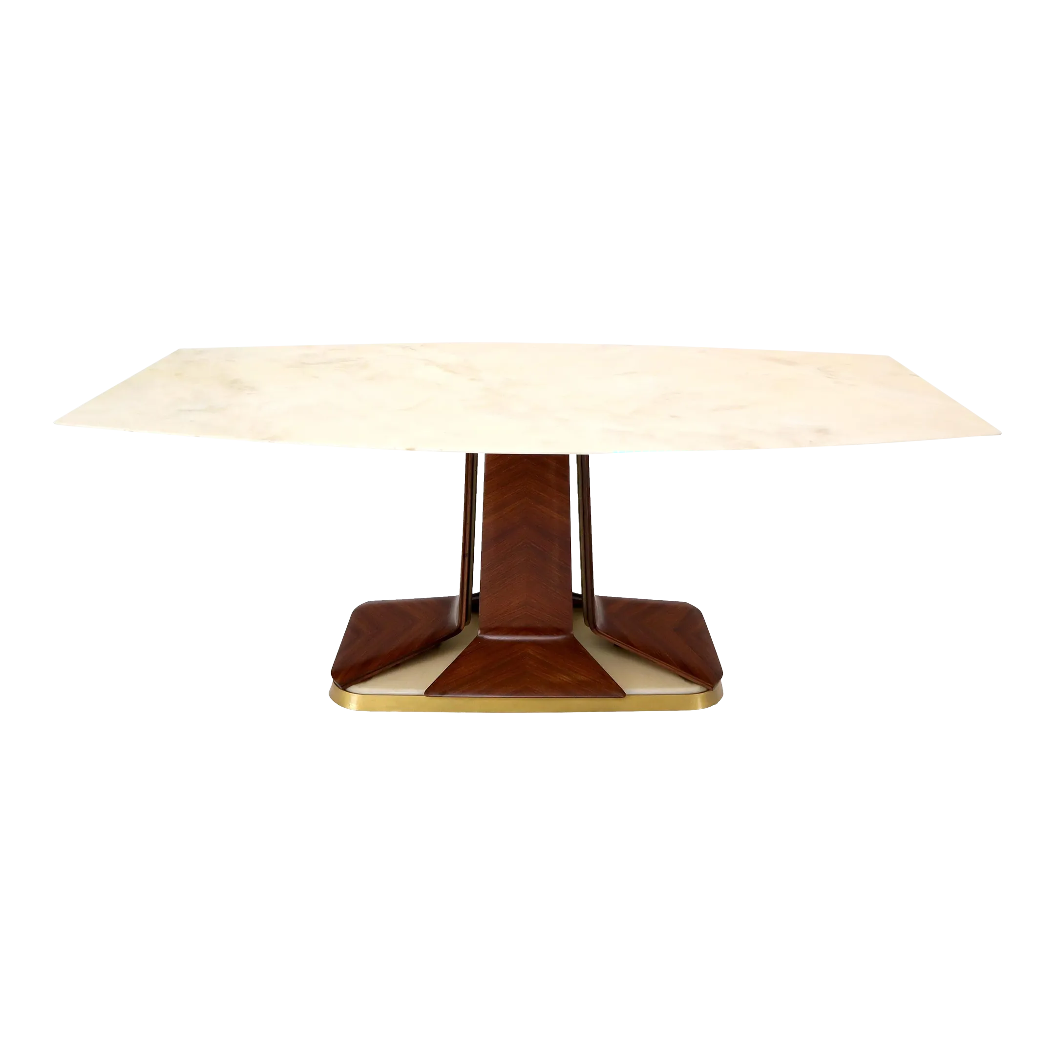 Boat Shape Light Beige Marble Top Bent Satinwood Base Art Deco Dining ...