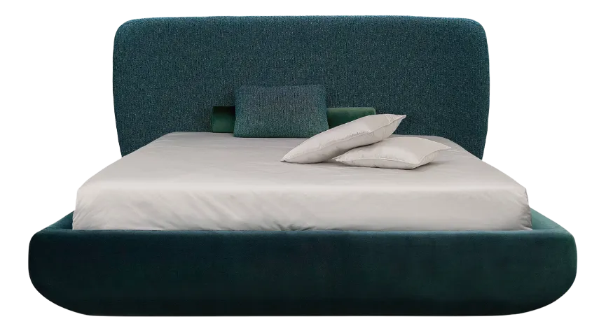 Teal Jacquard Wool & Velvet Bed by Daniel Nikolovski & Danu Chirinciuc ...