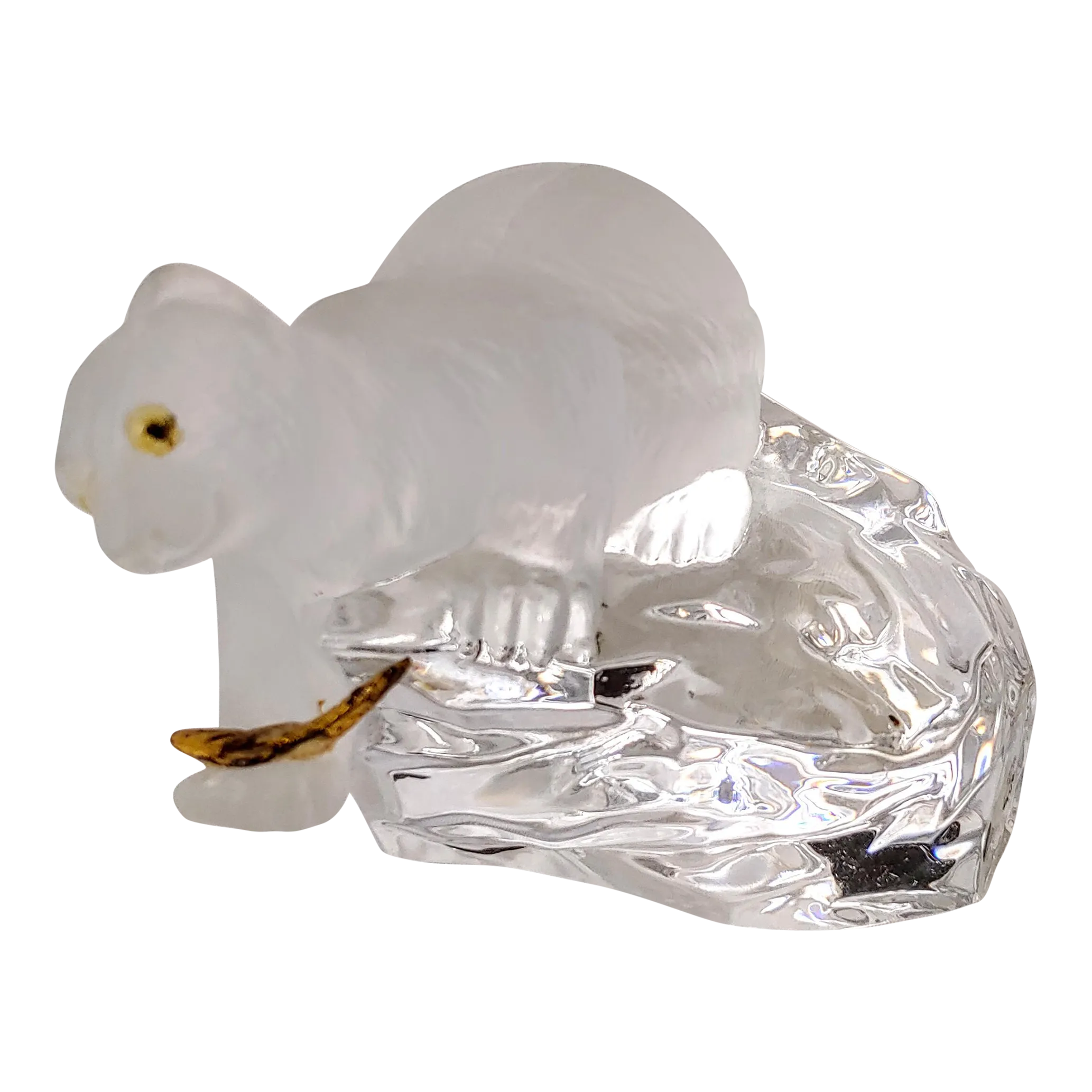 Igor Carl Fabesy's Crystal Polar Bear With Fish | Chairish