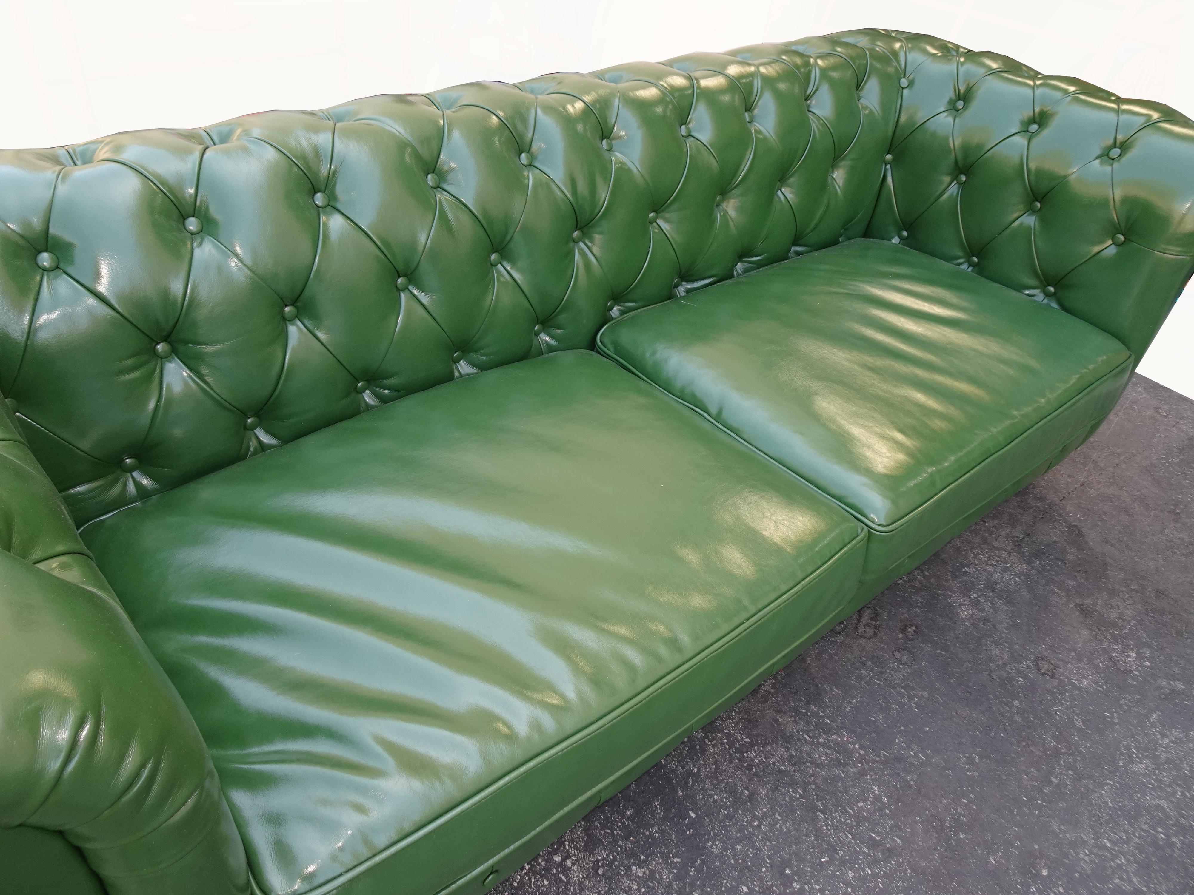 Antique green leather sofa store