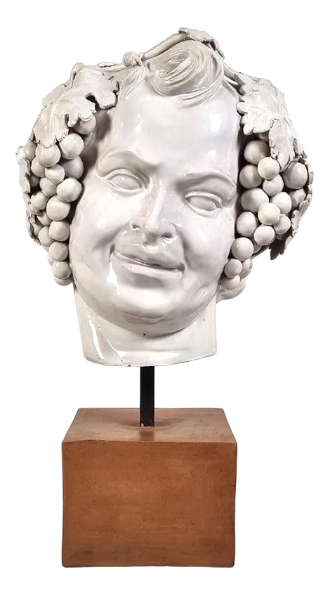 Italian Bacchus Head on Pedestal | Chairish