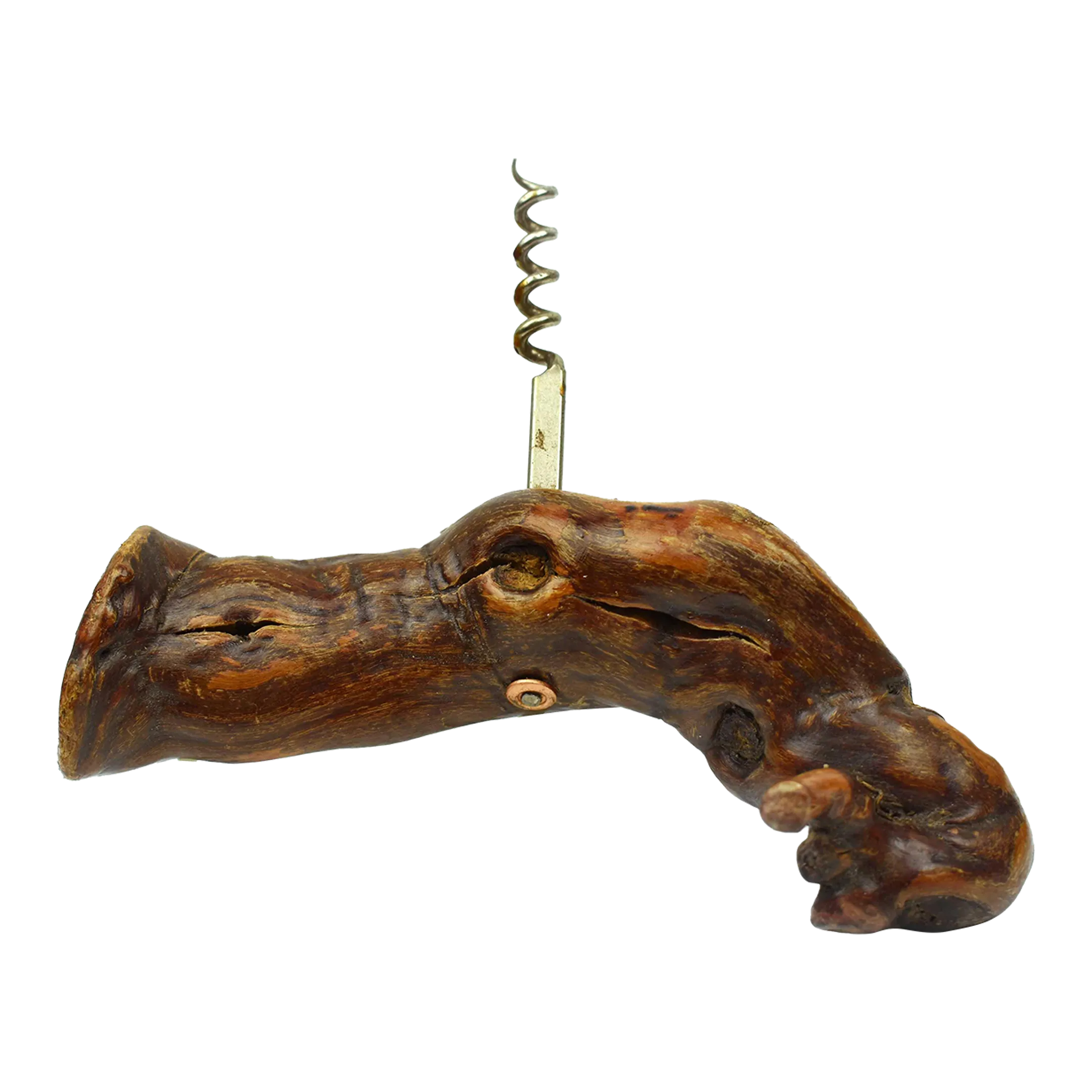 Large Mid 20th Century Natural Grapevine Wood Handle Corkscrew Wine ...