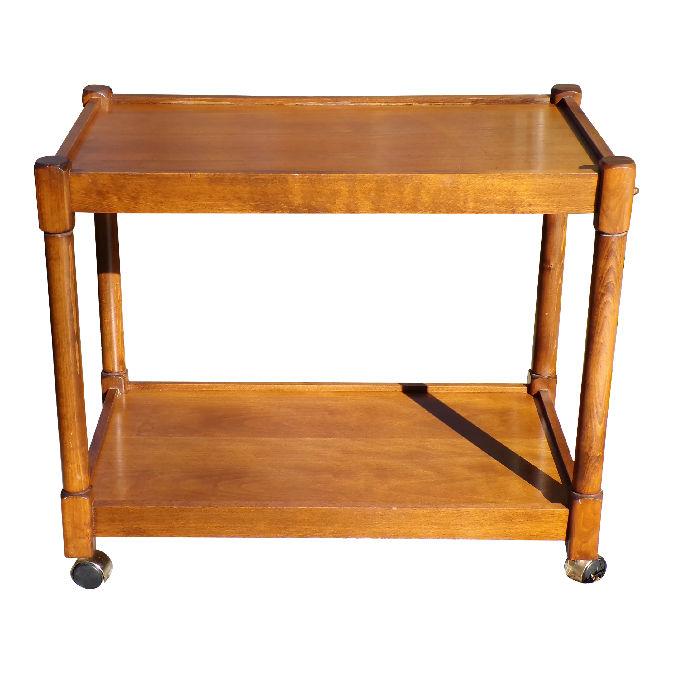 Vintage Mid Century Cocktail Bar Tea Cart Server Rolling 2 Tier Serving ...