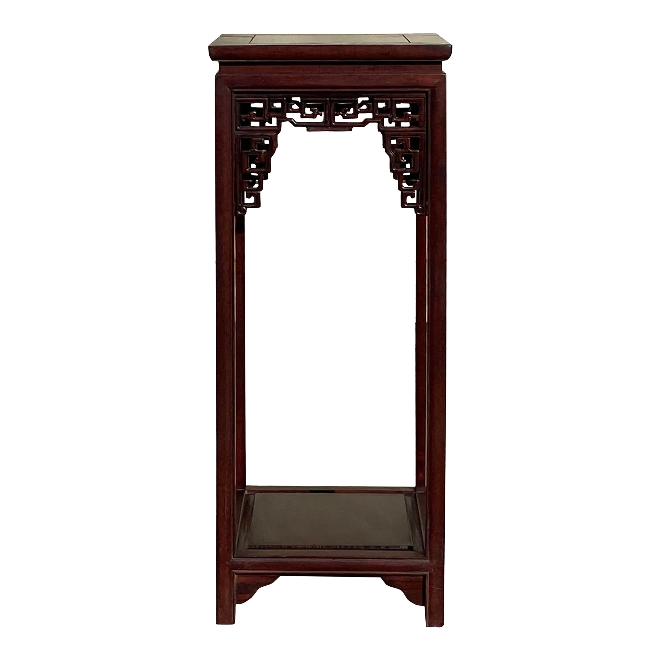 Chinese Square Ru Yi Plant Stand Pedestal Table in Medium Brown Stain ...