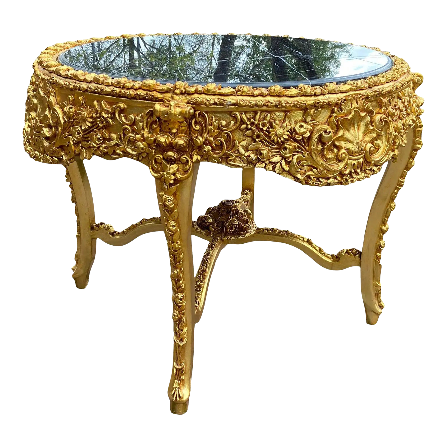 Vintage Italian Baroque/Rococo Gold Center or Dining Table With Black ...
