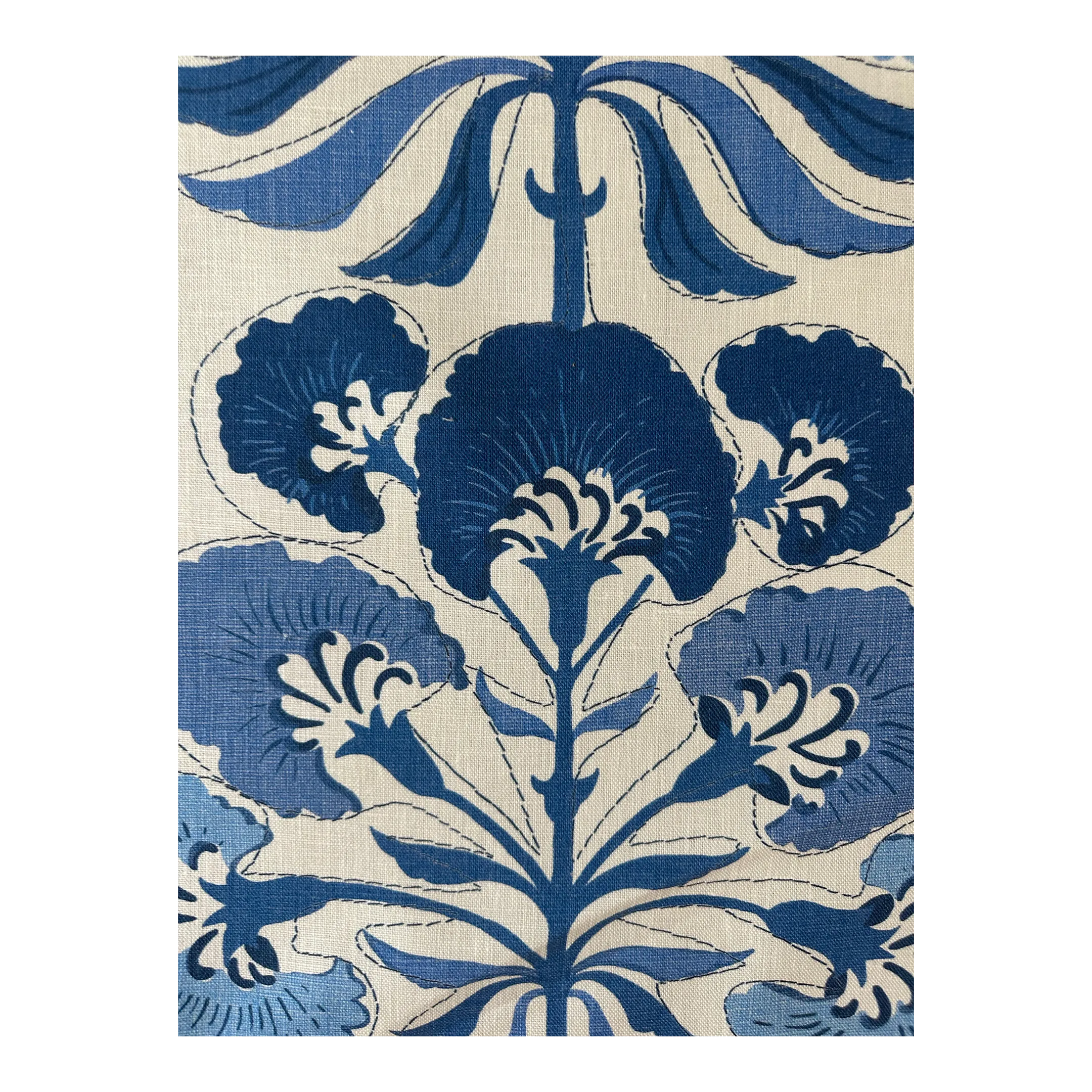 Thibaut F916217 Tybee Tree Blue and White Linen Fabric 1 3/8 Yards ...