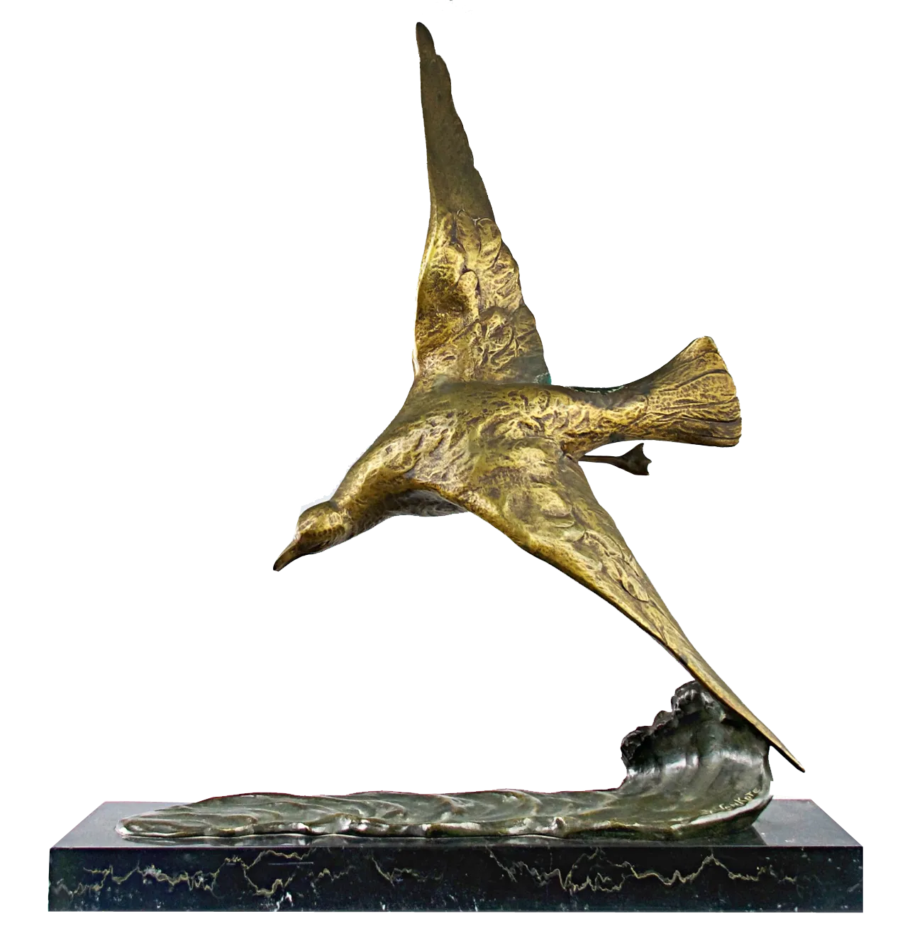 A. Van Kote, Seagull Above Waves, Late 19th Century, Bronze on Marble ...