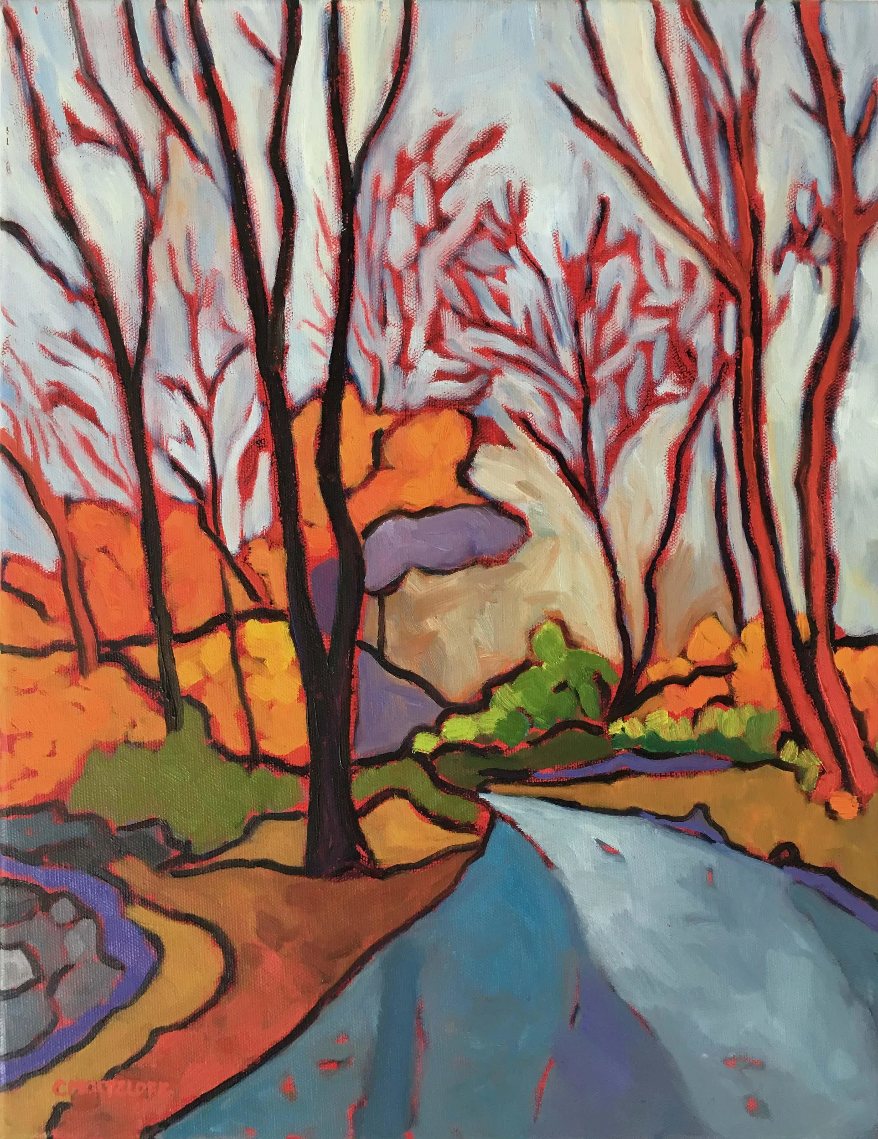 "A Walk in the Woods" Fauvist Expressionist Style Landscape Oil ...