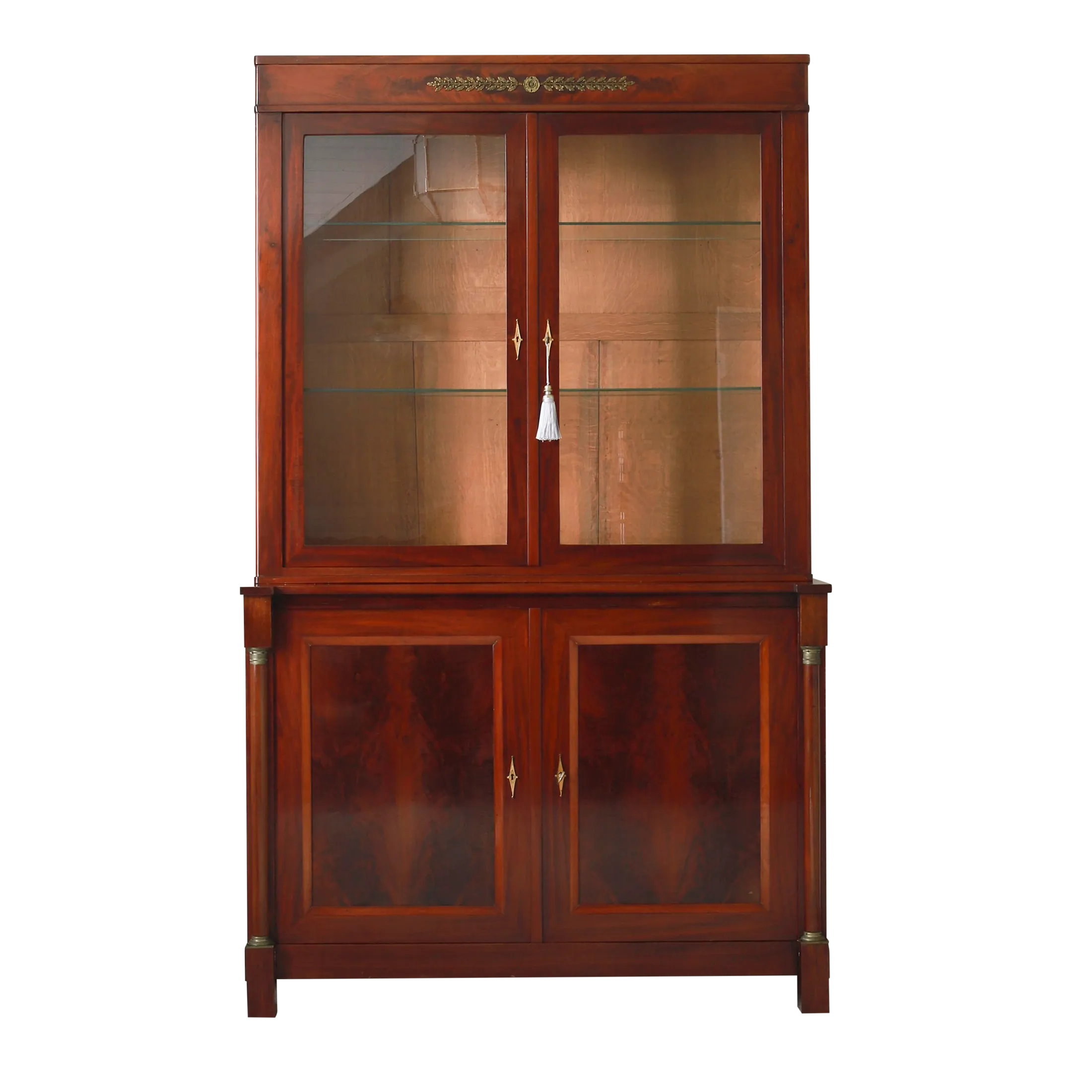 19th Century French Empire Walnut and Burlwood Display Cabinet, Library ...