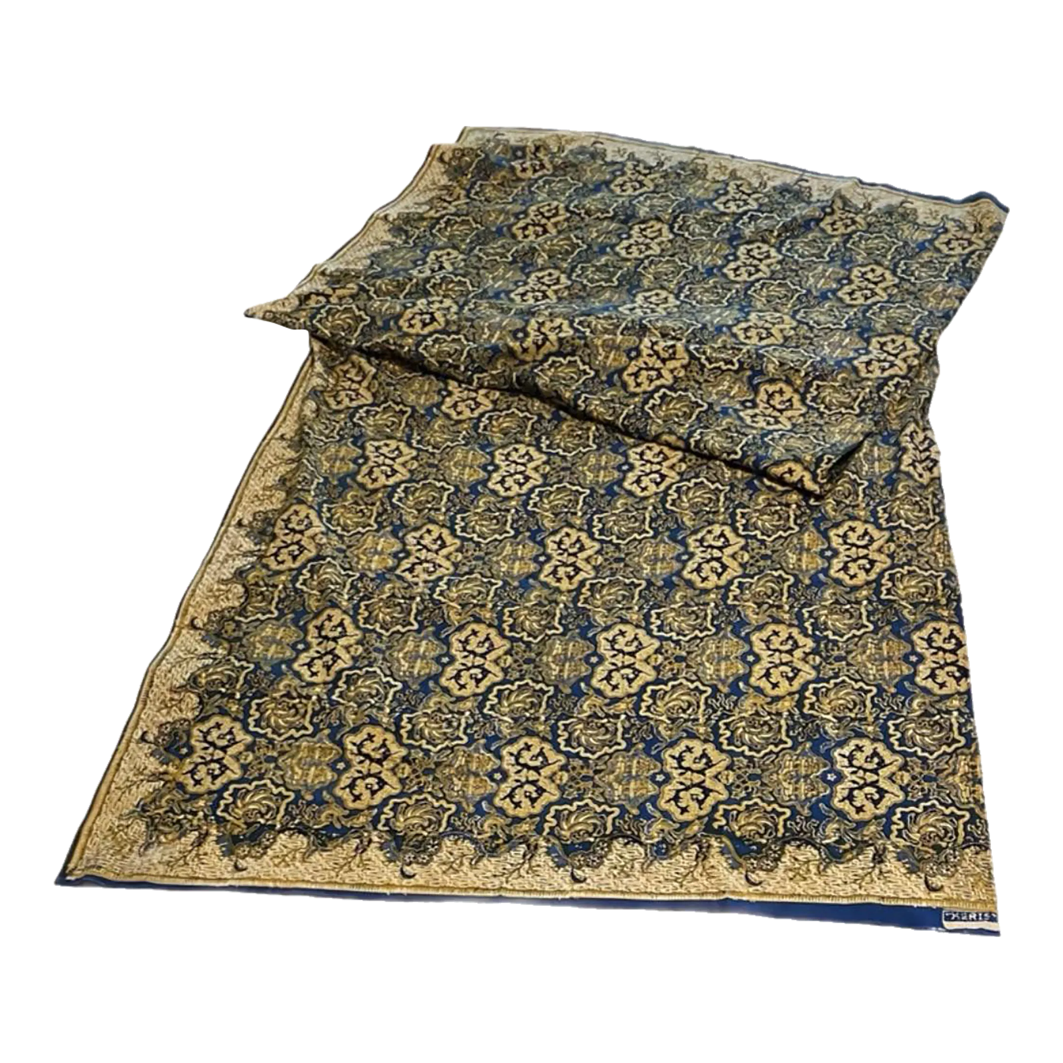 1970s “Keris” - Blue/Gold Border Print Batik Fabric - 39” X 89” | Chairish