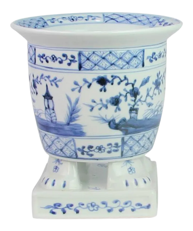 Footed Porcelain Planter in Light Blue | Chairish