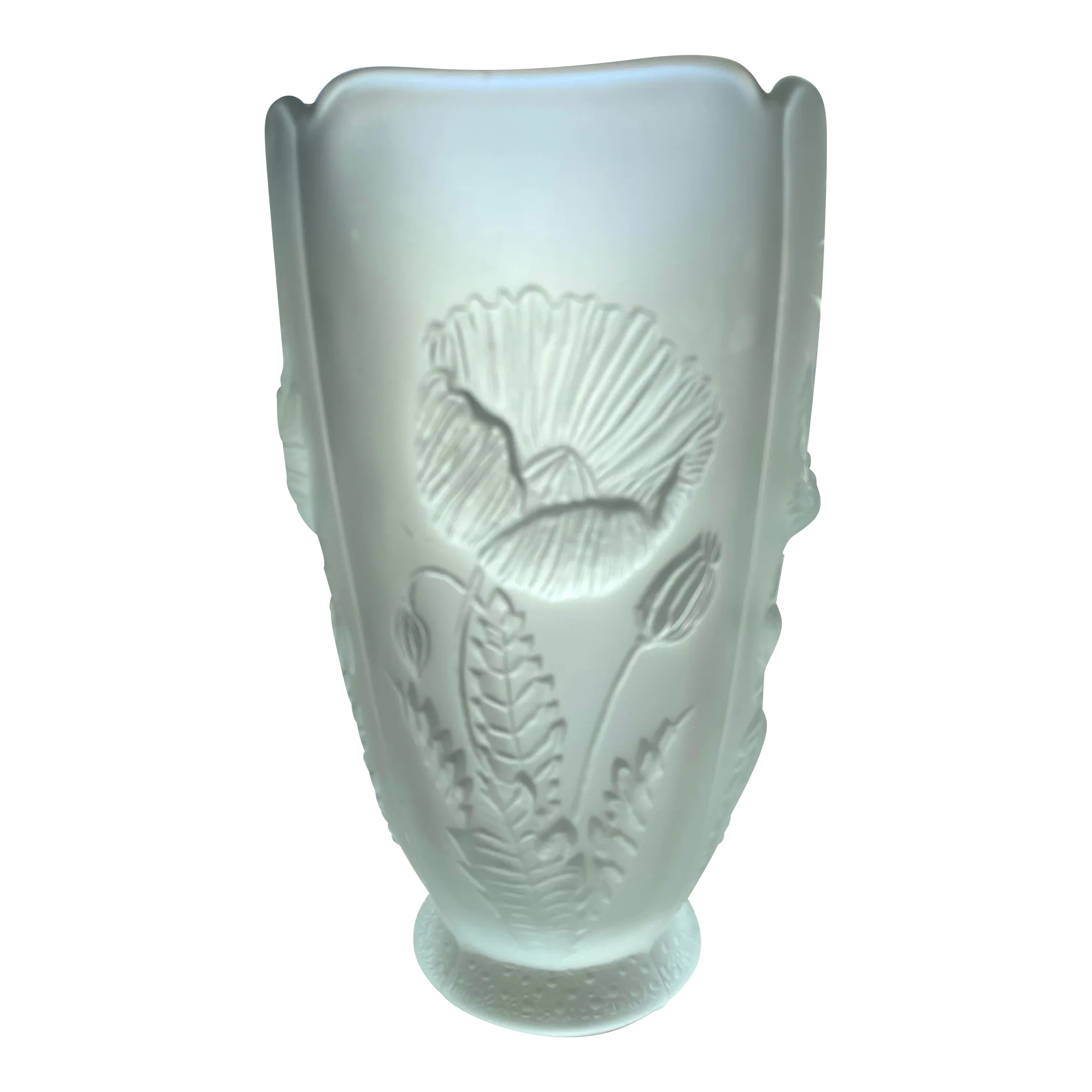Vintage Czech Barolac Josef Inwald Poppy Opaque Satin Molded Glass Vase ...