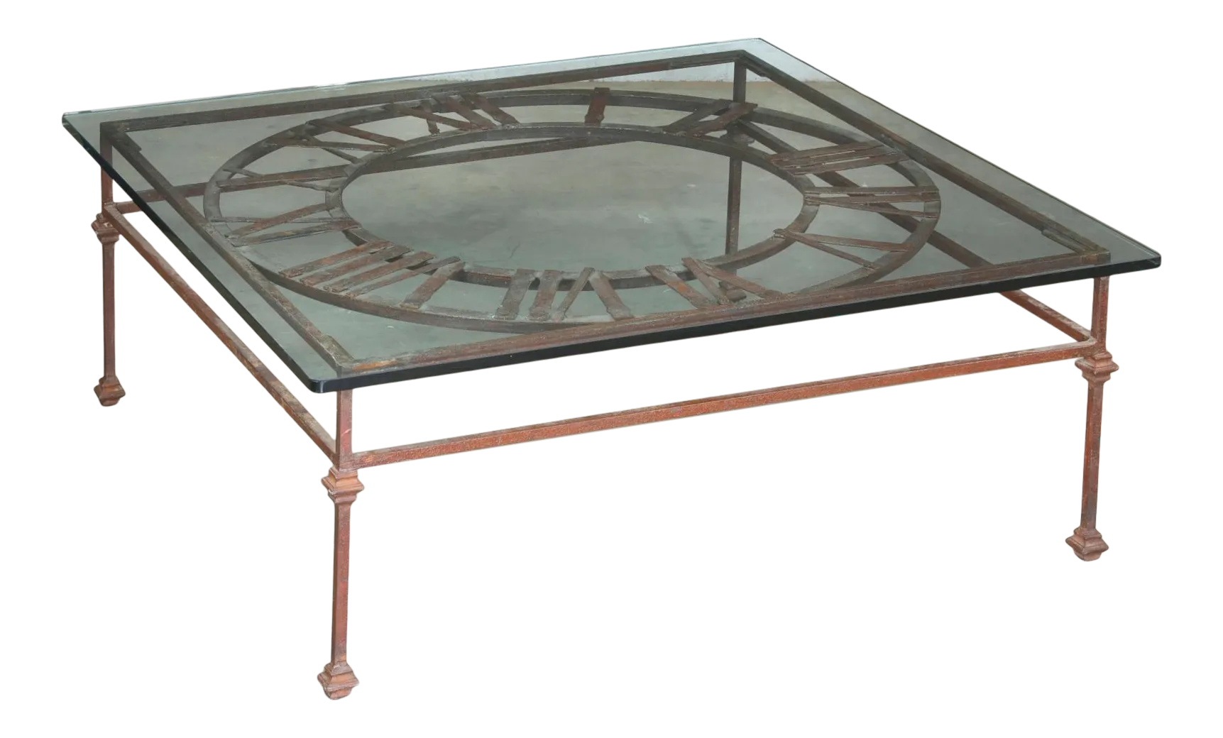 Modern Wrought Iron and Plate Coffee Table | Chairish