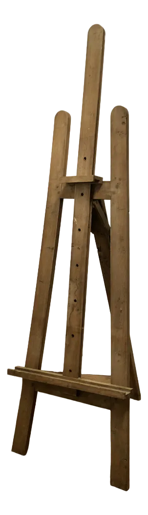 Large Rustic Adjustable Oak Artists Easel | Chairish