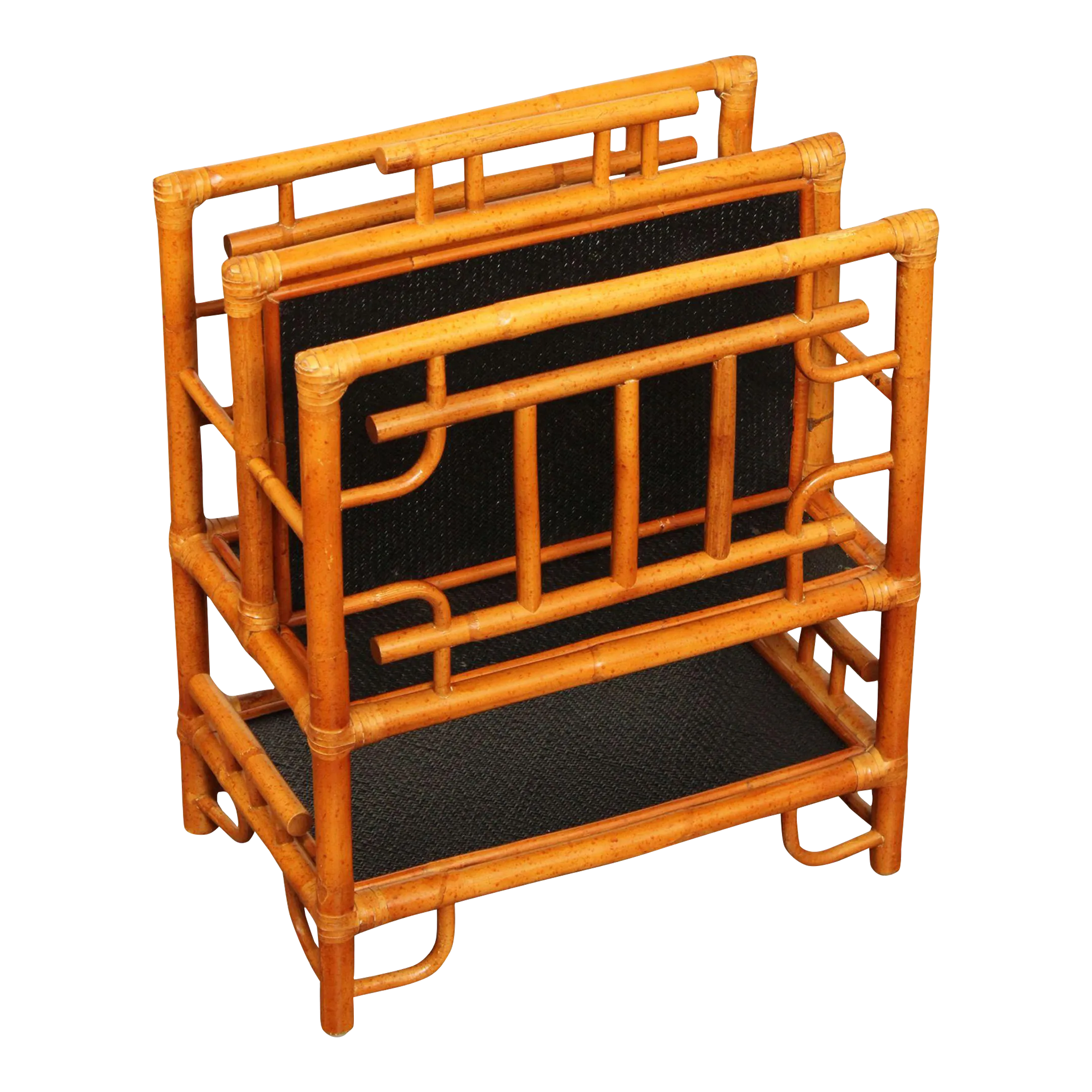 Vintage Chinese Stye Bamboo Magazine Rack | Chairish