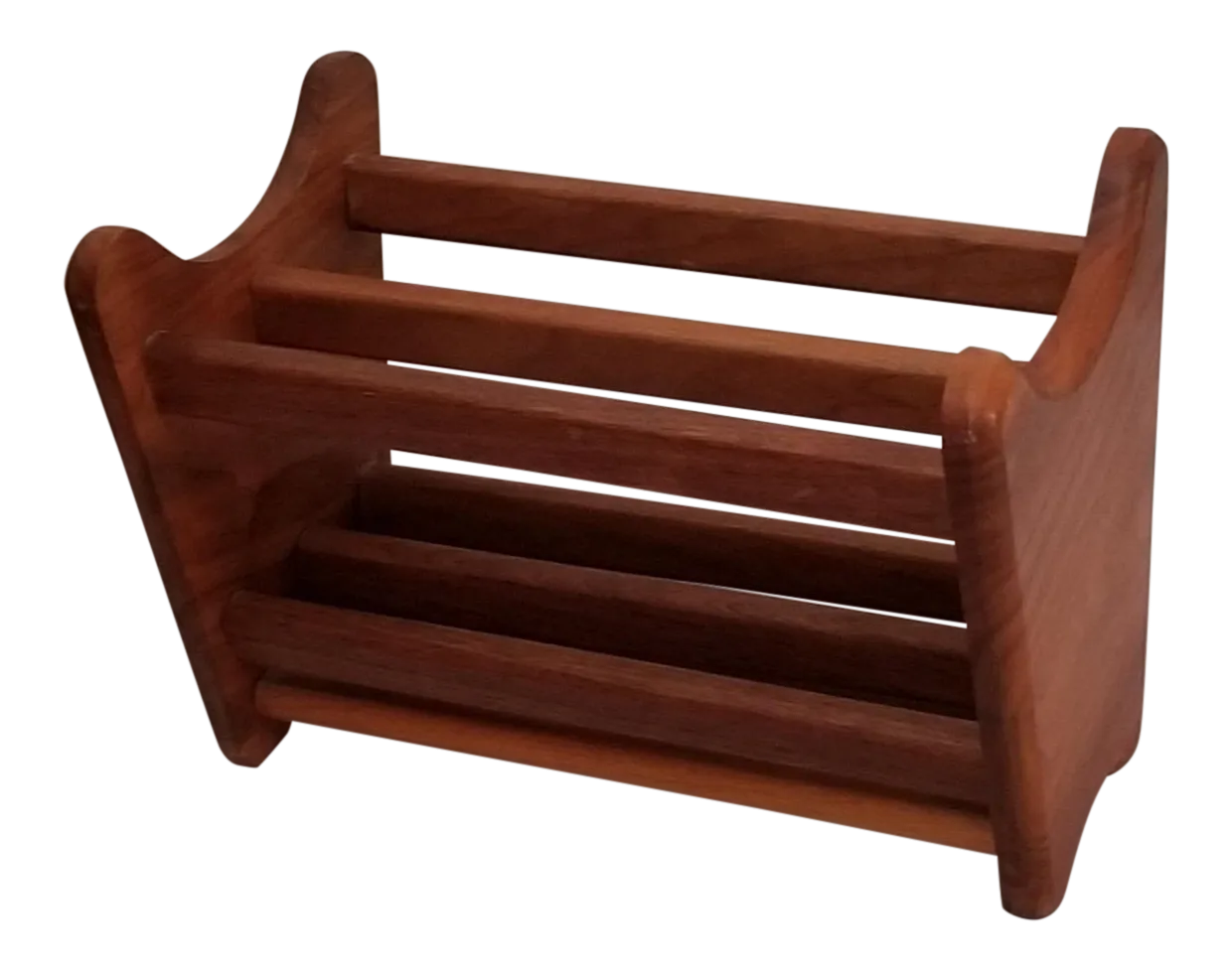 Vintage Mid-Century Danish Modern Teak Wood Magazine Rack | Chairish
