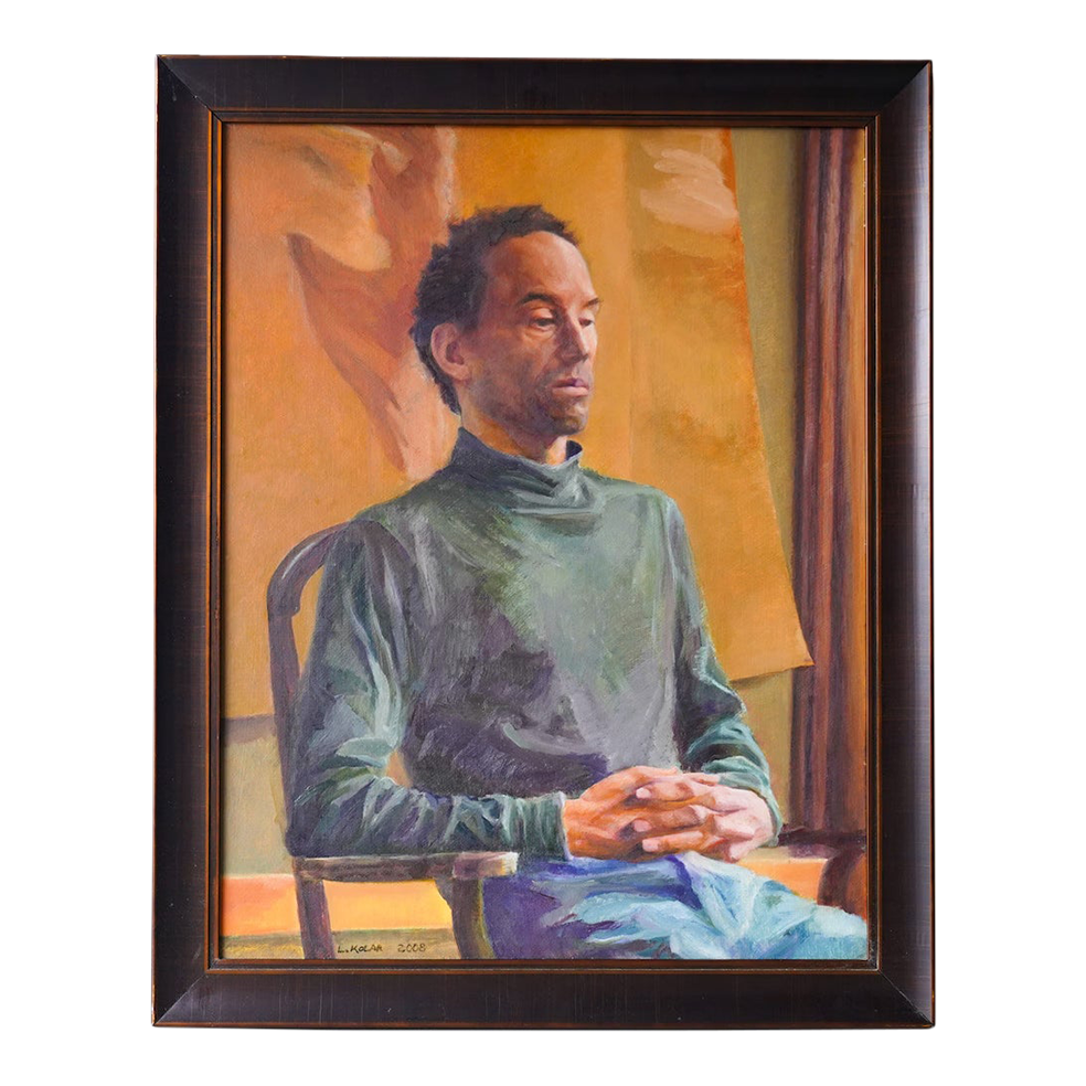 Vintage Painting Abstract Modern Man Portrait, Oil on Pressed Hardwood ...