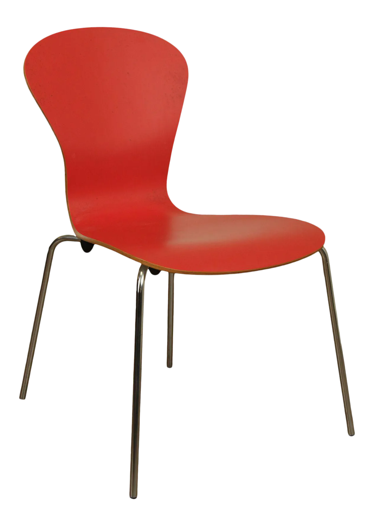 Knoll Studio Sprite Red Molded Plywood Chrome Base Side Chair | Chairish