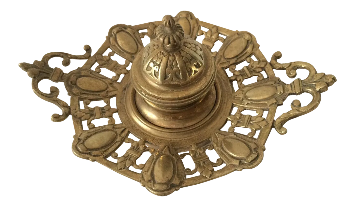 Vintage Brass Decorative Hollywood Regency Indian Raj Style Ink Well ...