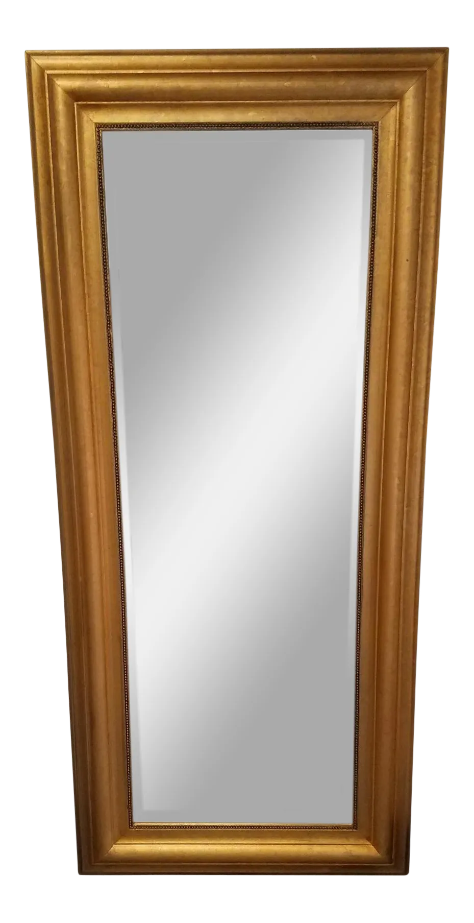 Large Beveled Gold Frame Mirror | Chairish