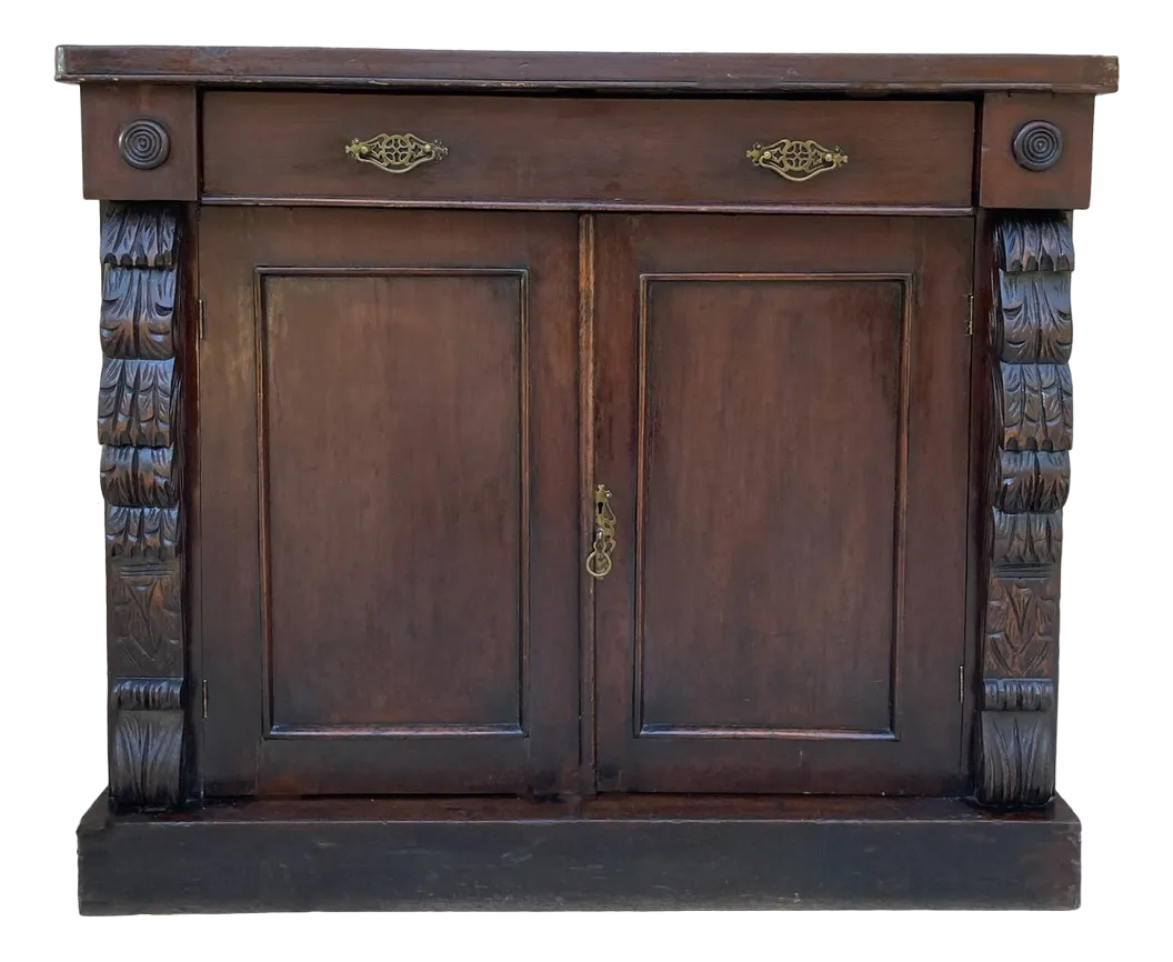 Antique French Buffet with Drawer and Carved Columns, 1890 | Chairish