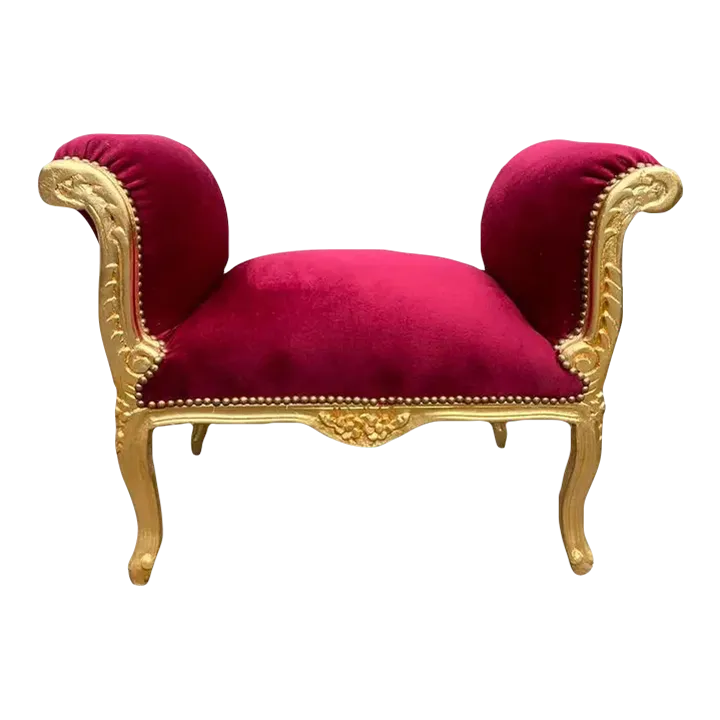 Late 20th Century French Louis XVI Style Red Velvet Bench | Chairish