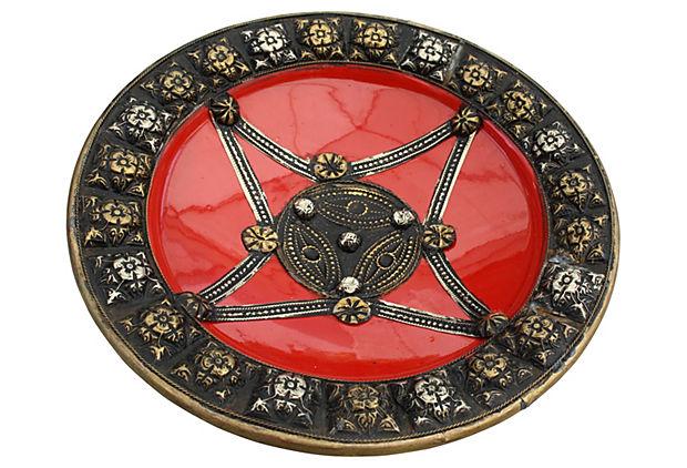 Mid 20th Century Berber Engraved Orange Wall Plate | Chairish