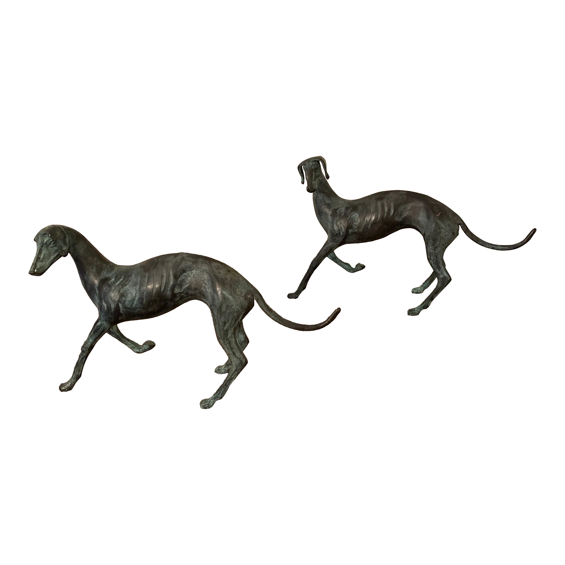 Standing Bronze Whippets Sculpture ~ a Pair | Chairish