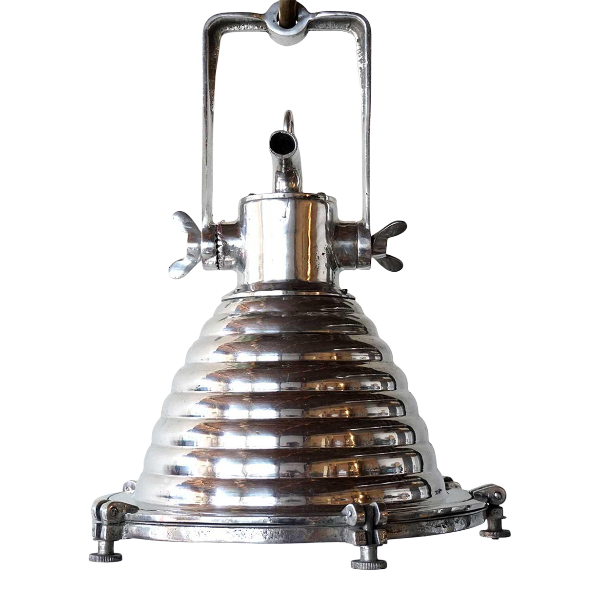 German Wiska Vintage Style Aluminum Ship's Beehive Pendant Light | Chairish