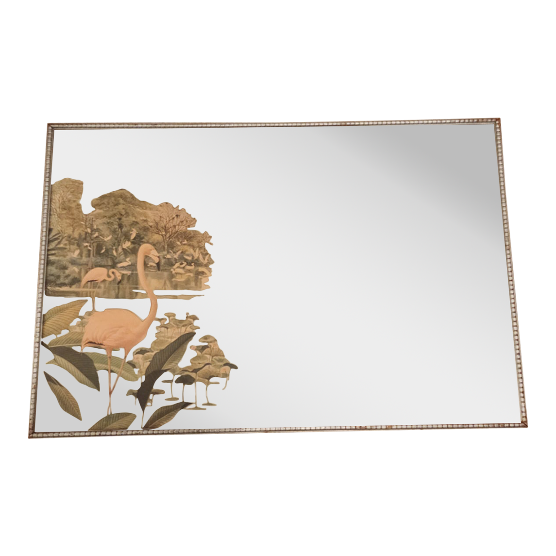 1950s Hollywood Regency Flamingo Decorative Wall Mirror | Chairish