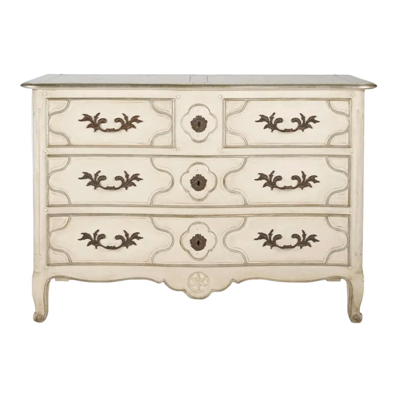 French Louis XV Style Ivory Painted Chest / Commode by Baker Furniture Co. | Chairish