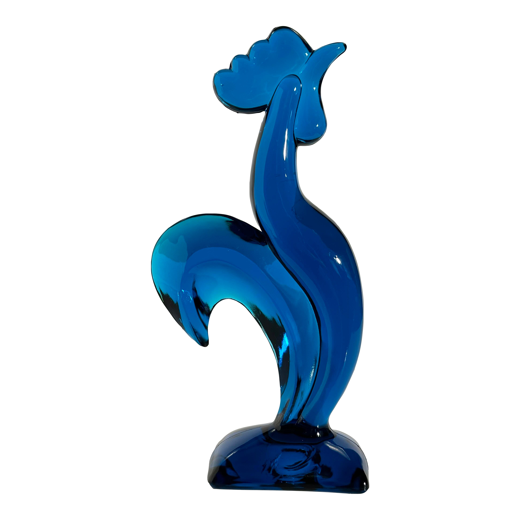 Vintage MCM Viking Glass Bluenique Kellogg Epic Rooster | Chairish