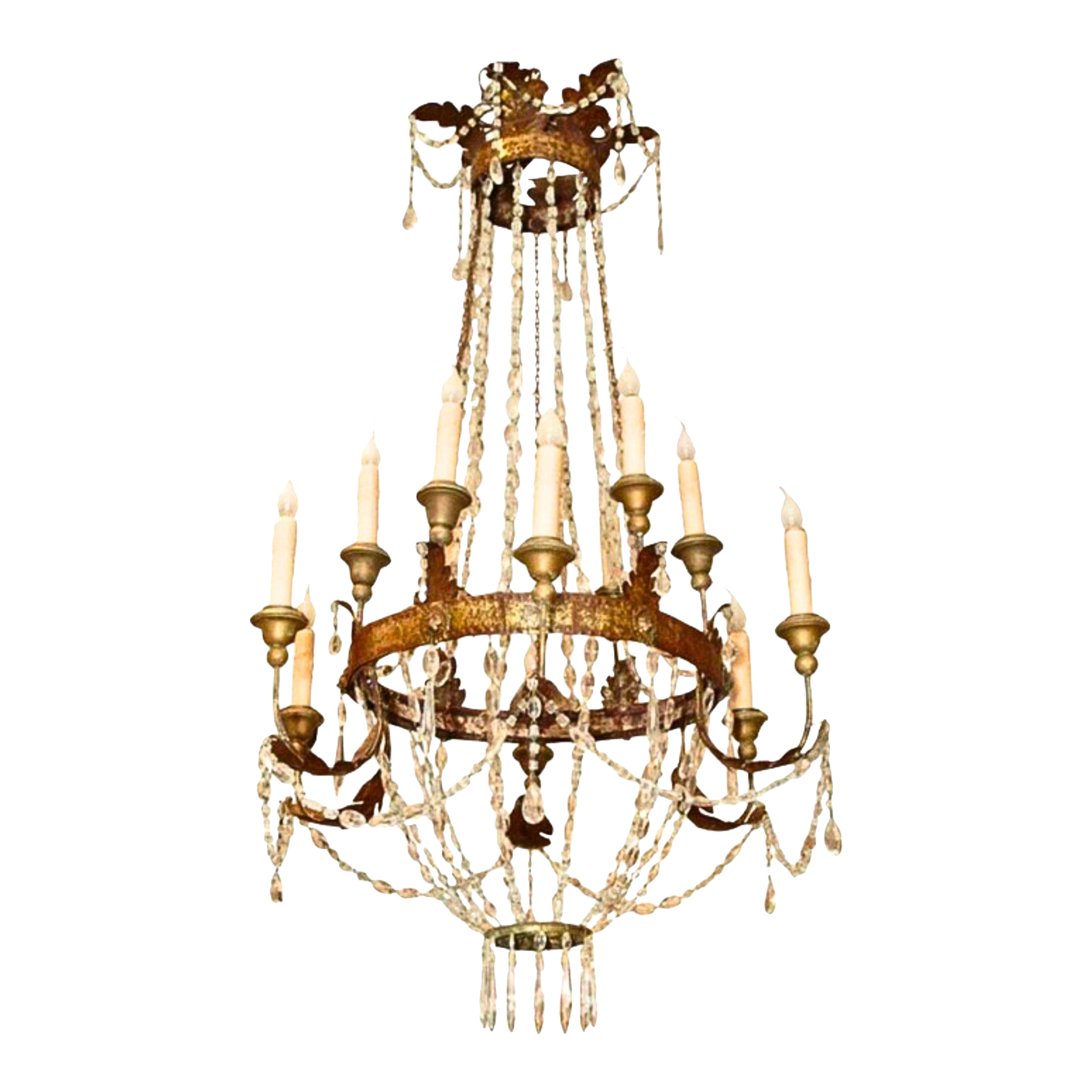18th Century 12 Light Tole Chandelier From Lucca | Chairish