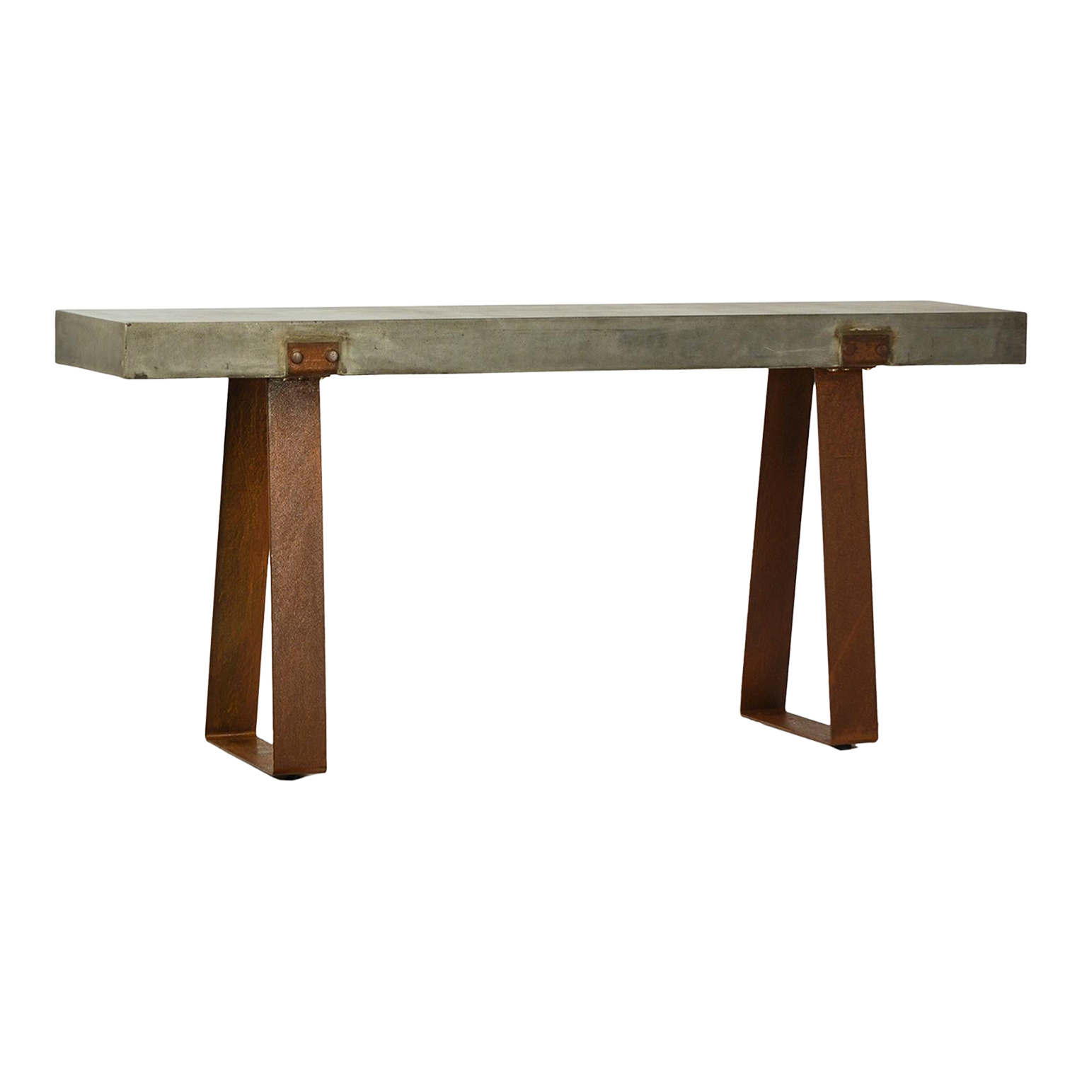 Outdoor Cement & Iron Console | Chairish