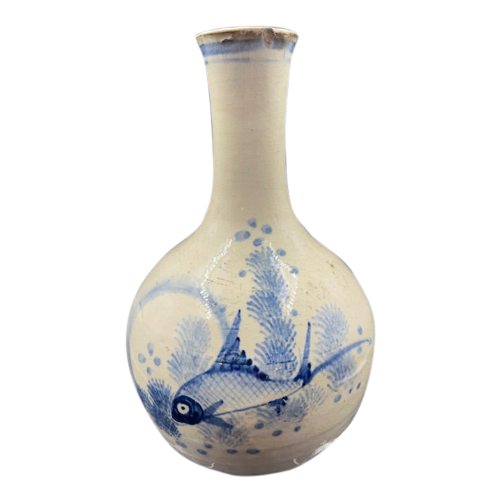 Late 18th Century Long Neck Japanese Saki Bottle, Meiji Period | Chairish