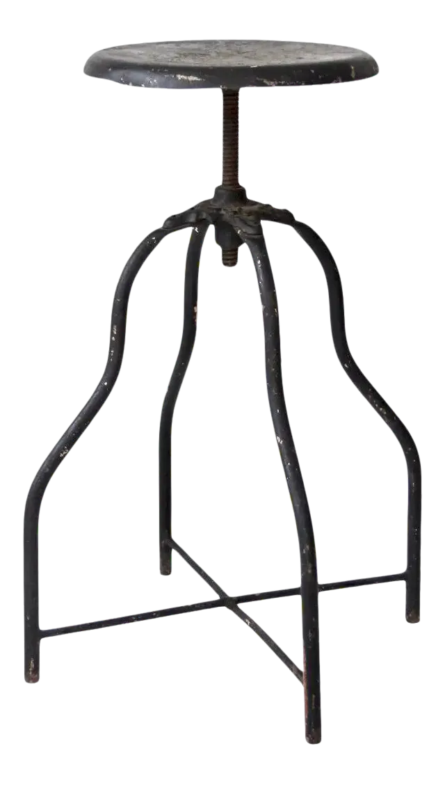 Antique Adjustable Height Metal Stool | Chairish