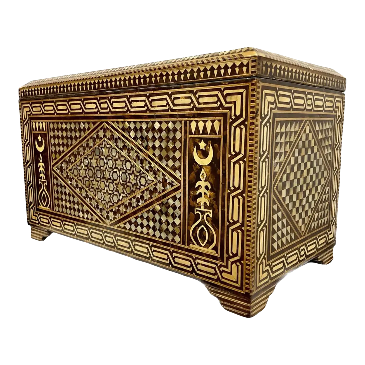 Large Middle Eastern Moorish Turkish Mother-Of-Pearl Inlaid Chest ...
