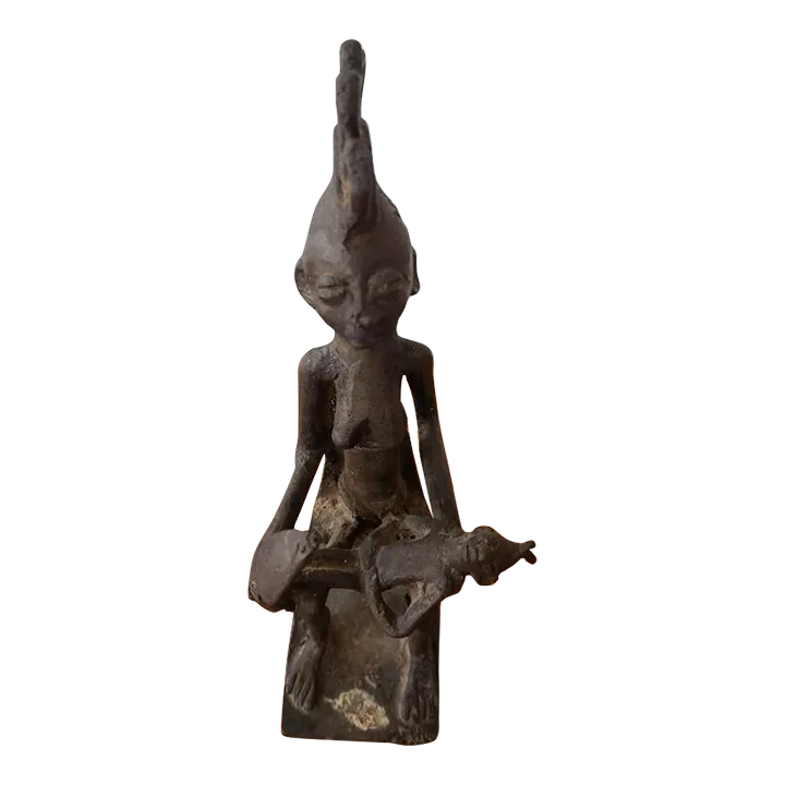 Early 20th Century Ashanti Cast Bronze Seated Elder With Baby Gold ...