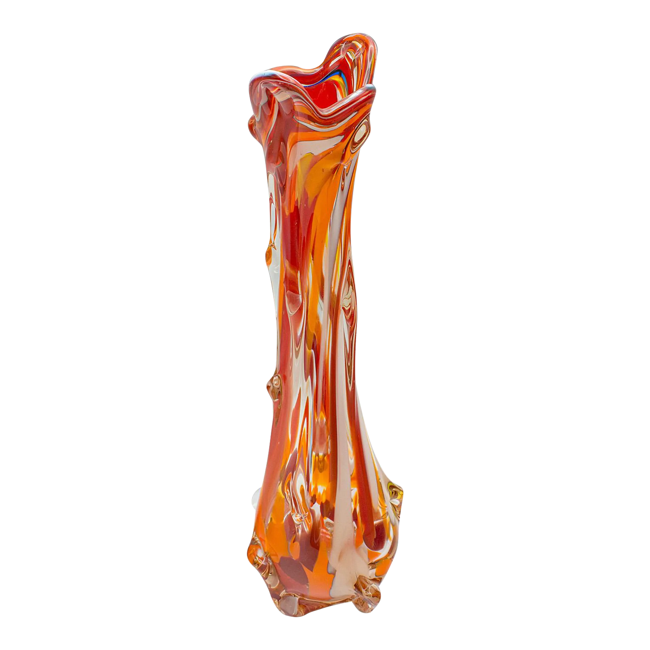 1970's Tall Vintage Murano Explosion Vase | Chairish