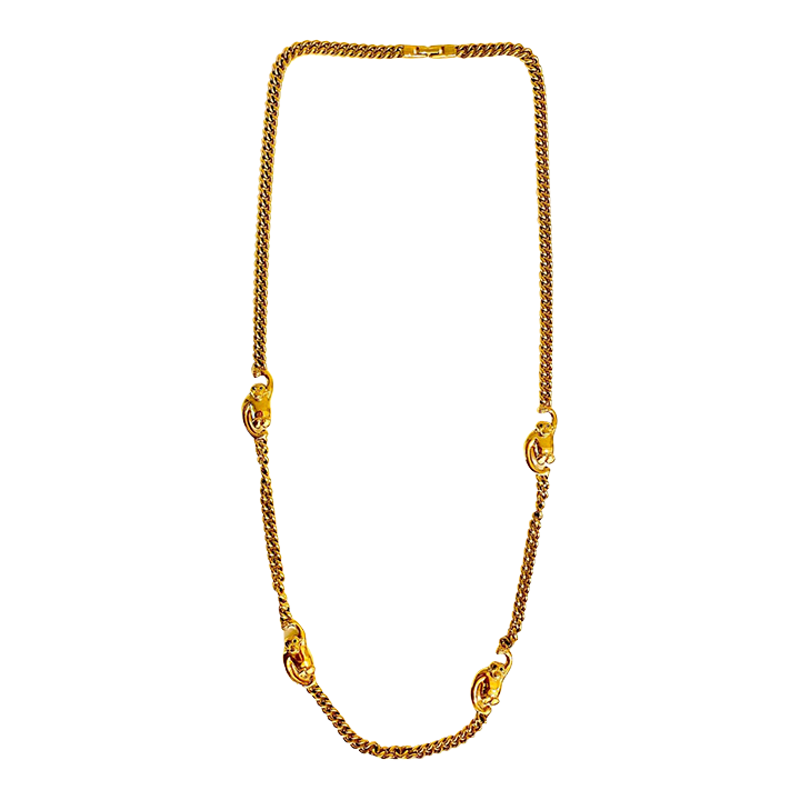 1980s Good Luck Hanging Monkeys Gold Plate Chain Link Necklace | Chairish