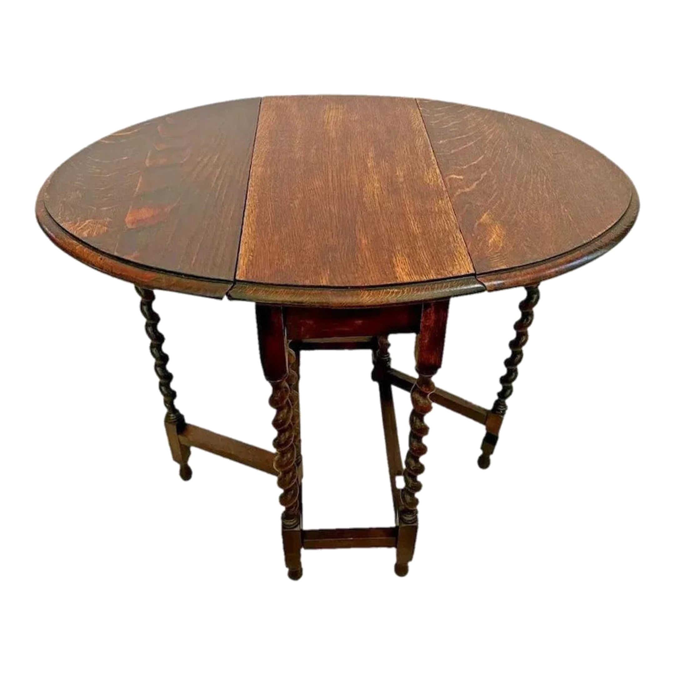 Early 1900s Antique Small Kitchen Dining Table Barley Twist Gate Leg ...