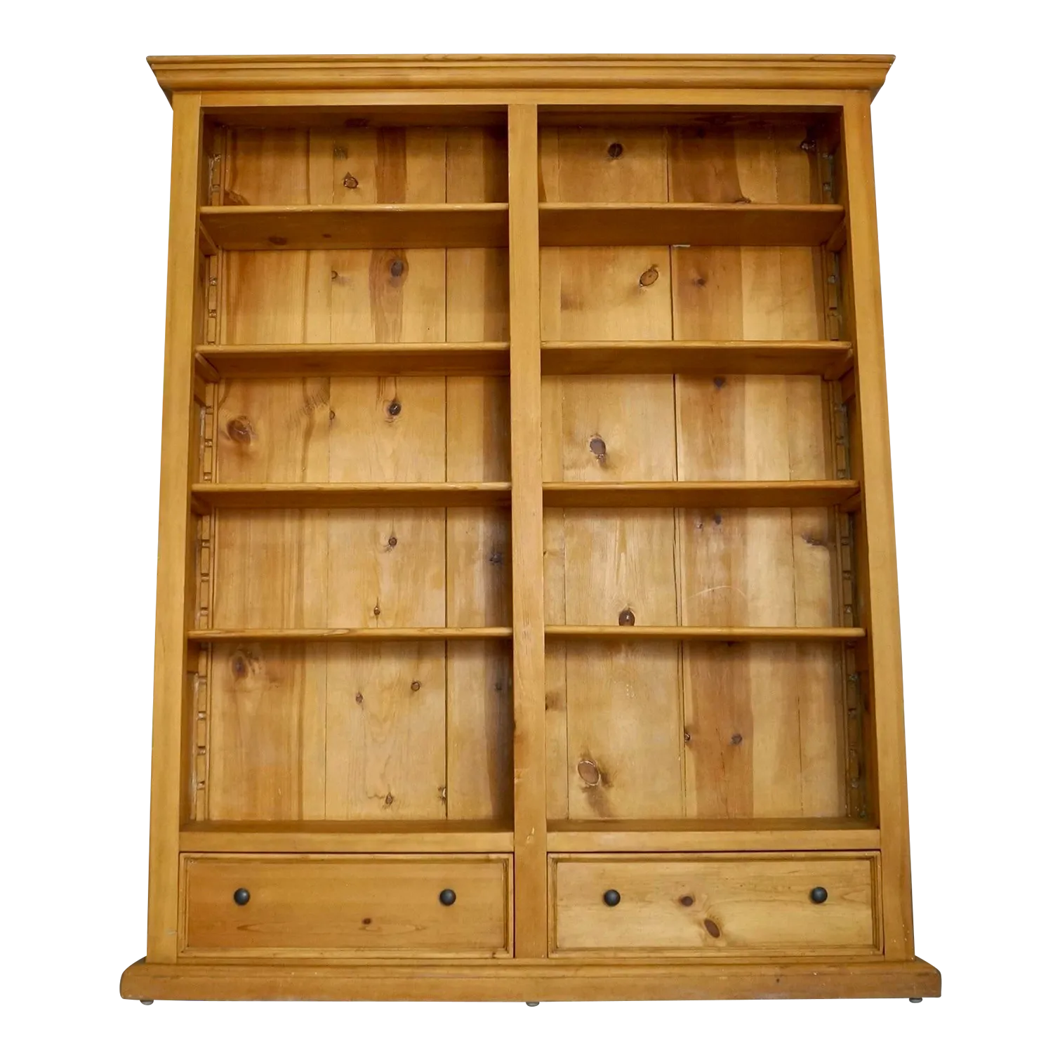 Rustic Knotty Pine Double Bookshelf | Chairish
