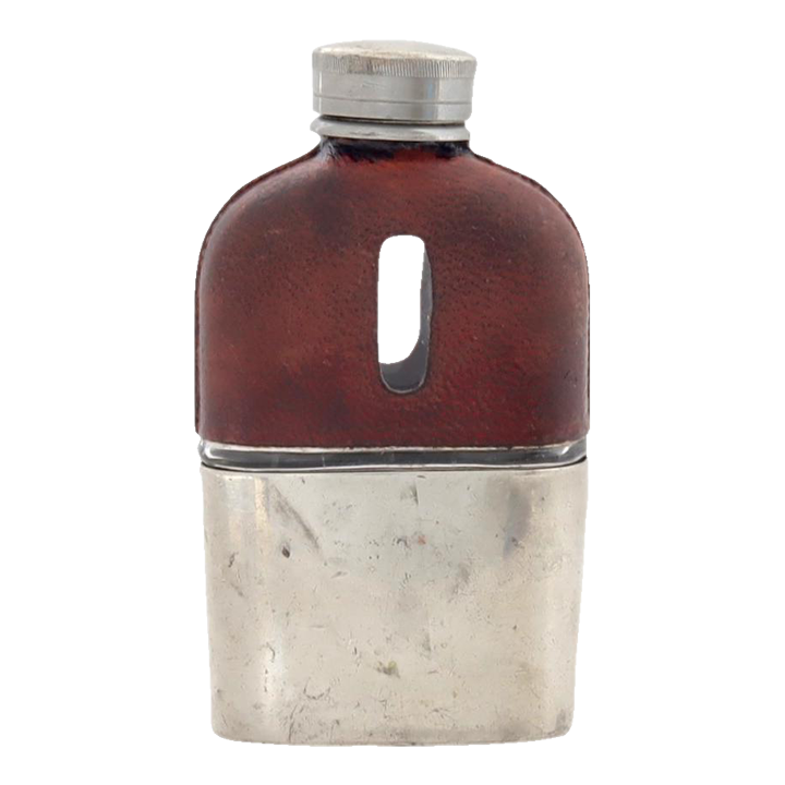 Antique English Leather Wrapped Mini Flask | Chairish
