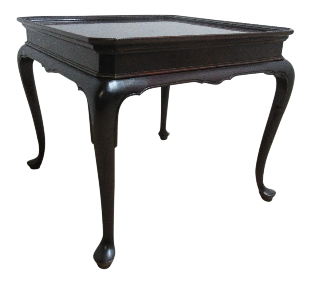 Vintage Mahogany Banded Pagoda Queen Anne End Table | Chairish