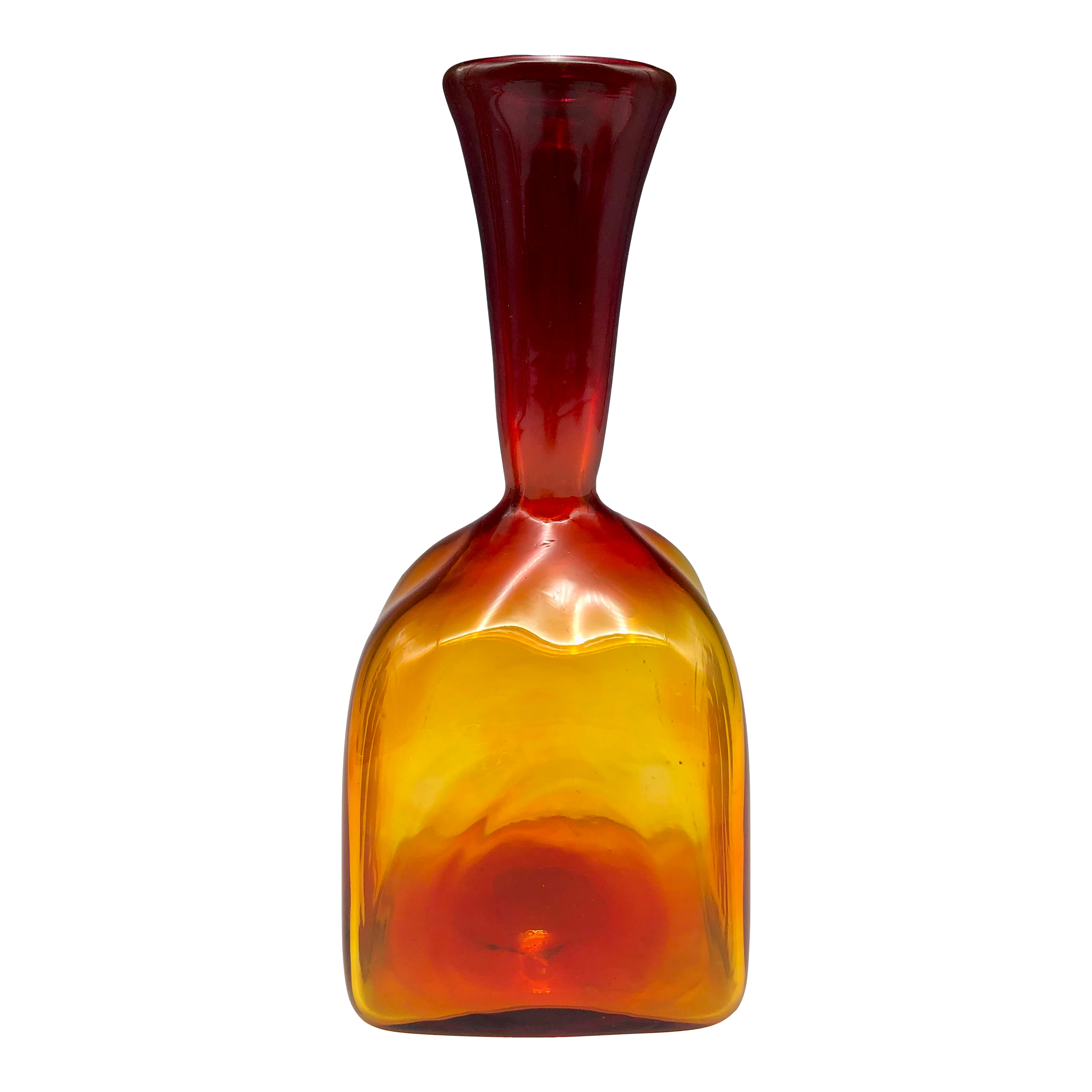 Vintage Mid-Century Modern Amberina Red & Orange Glass Vase | Chairish
