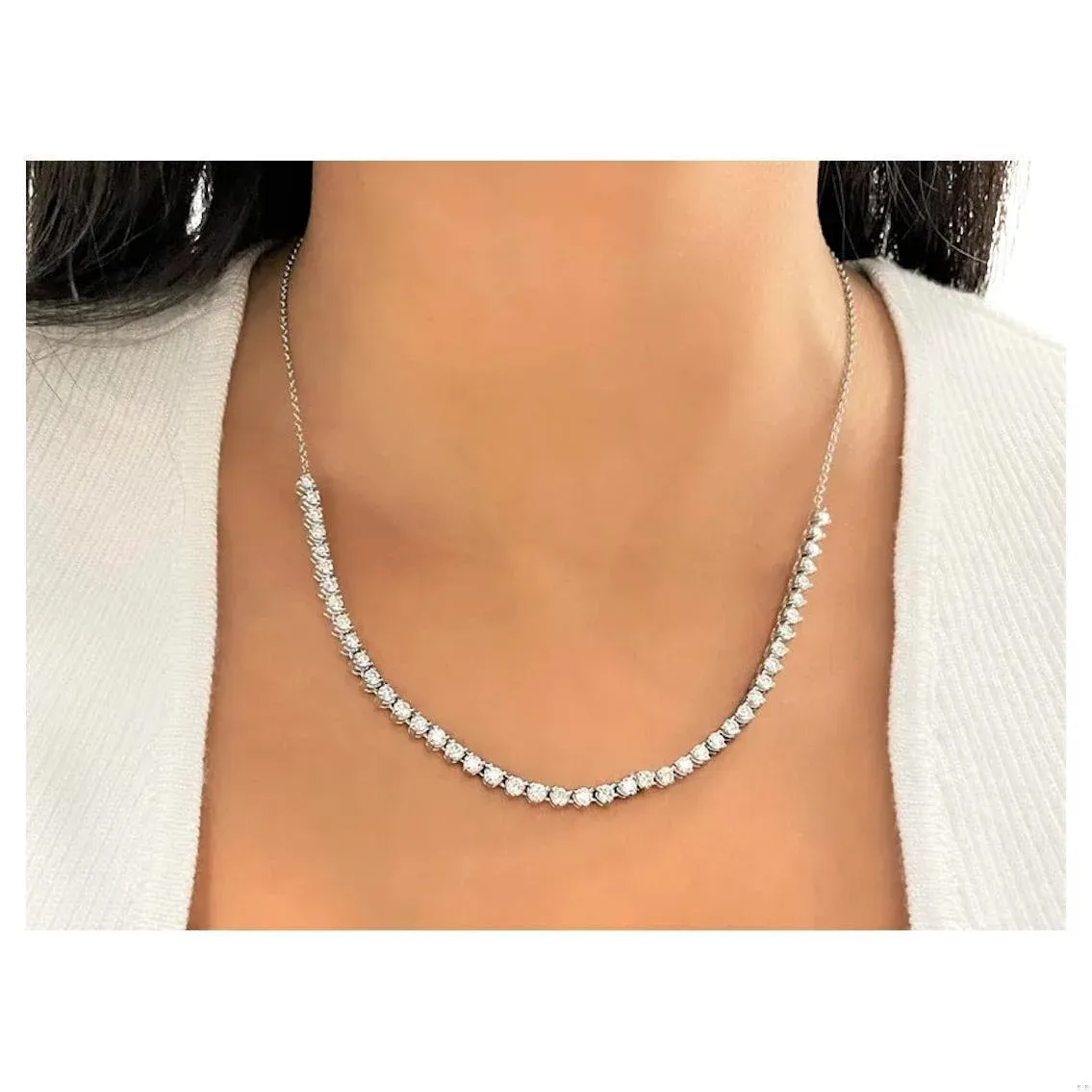 Half diamond tennis necklace store