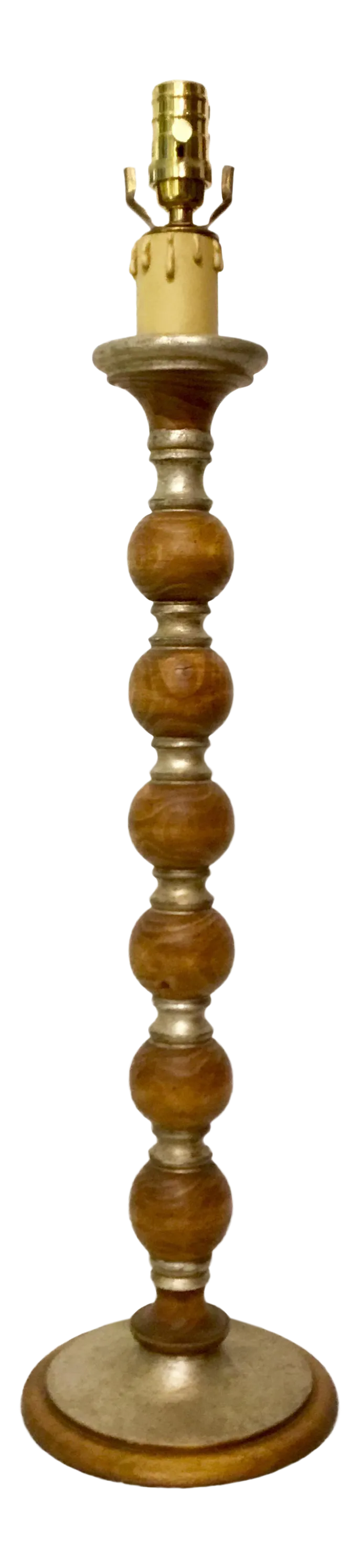 Tall Italian Chestnut and Aged Silver Transitional Table Lamp | Chairish