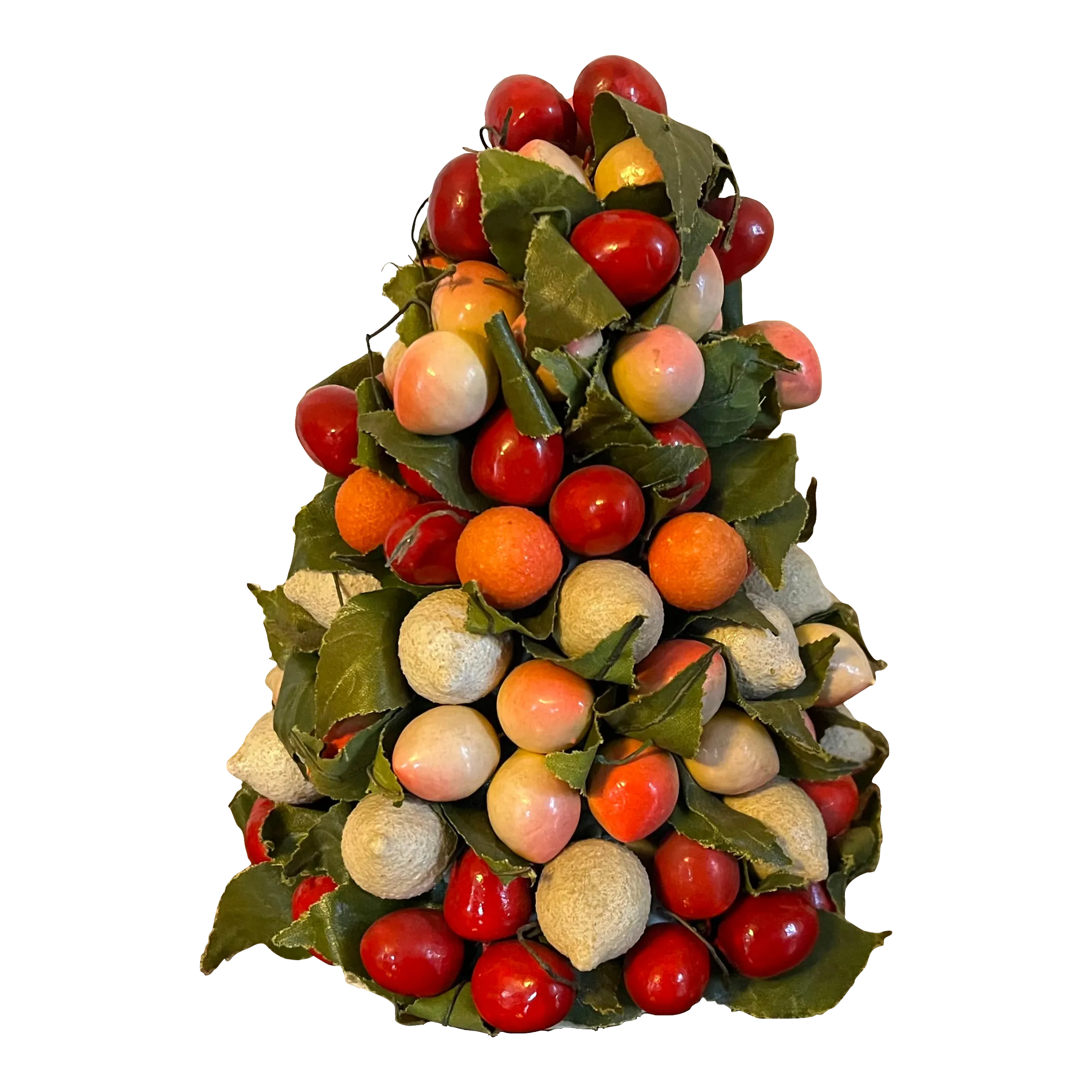 Table Top Christmas Tree Made of Millinery Fruit Circa 1940's | Chairish