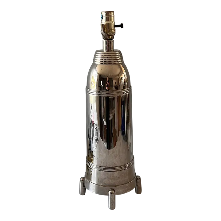 Vintage Chrome and Metal Art Deco Table Lamp | Chairish